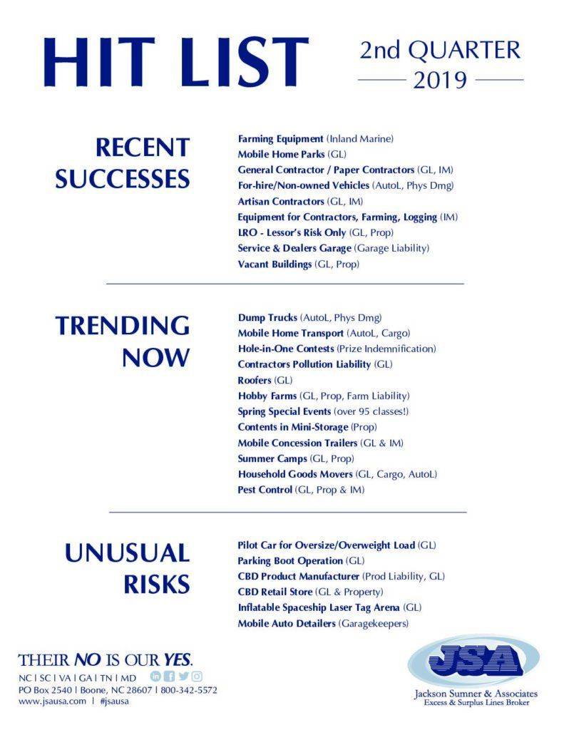 Hit List – Jackson Sumner & Associates